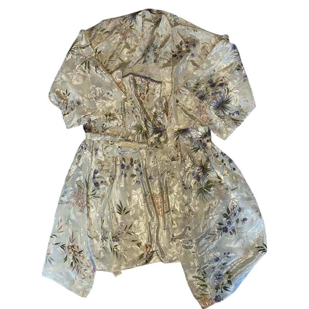 Vintage White Floral Robe And Slip Dress - Gem